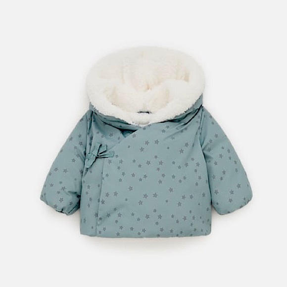 Zara | Jackets & Coats | Zara Baby Star Print Mint Green Puffer Sherpa ...